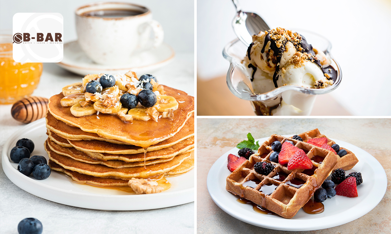 B-Bar, Pancakes, wafel of ijscoupe + warme drank in hartje Hasselt ...
