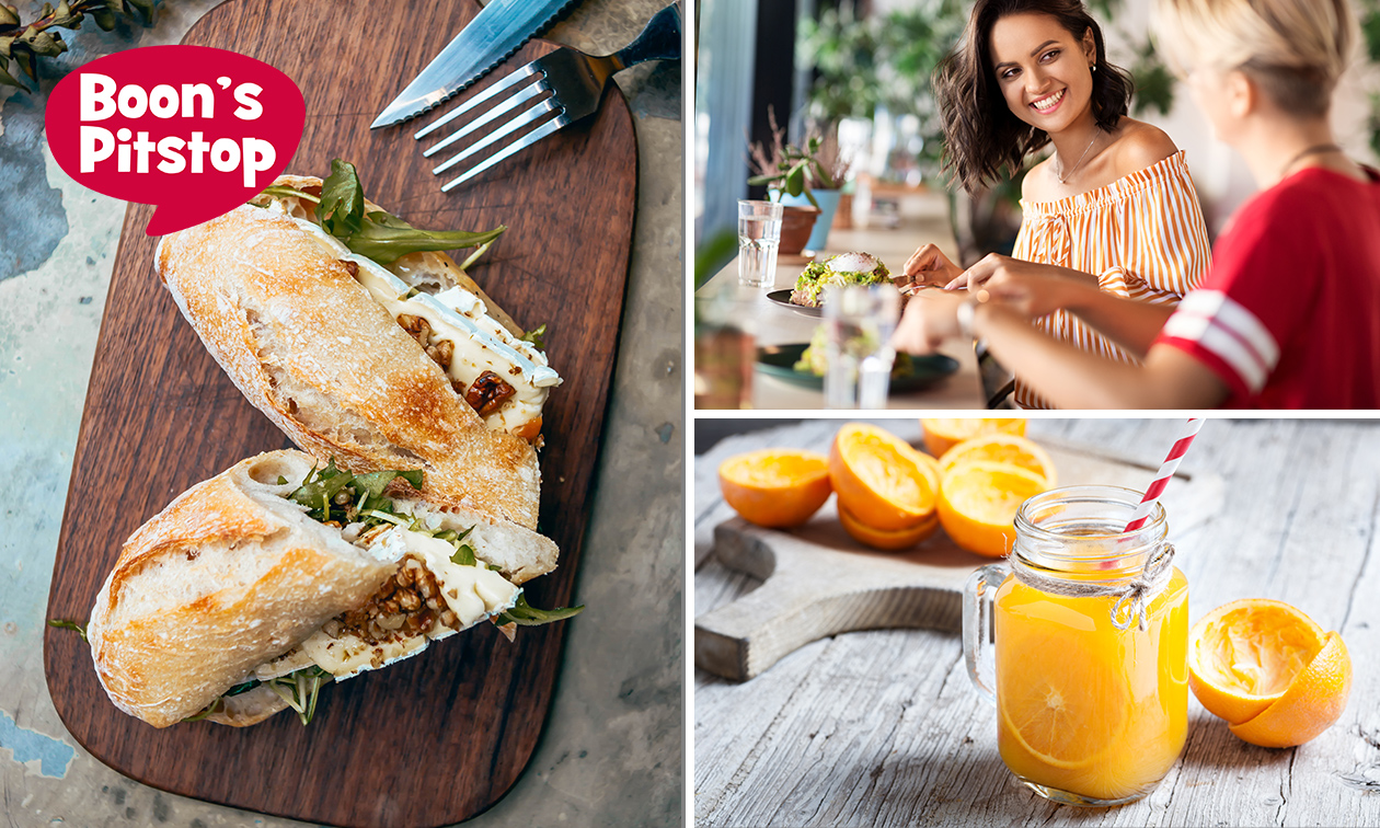 Boon's Pitstop Leiden, Vers belegd broodje + verse jus d'orange voor afhaal bespaar 38% in ...