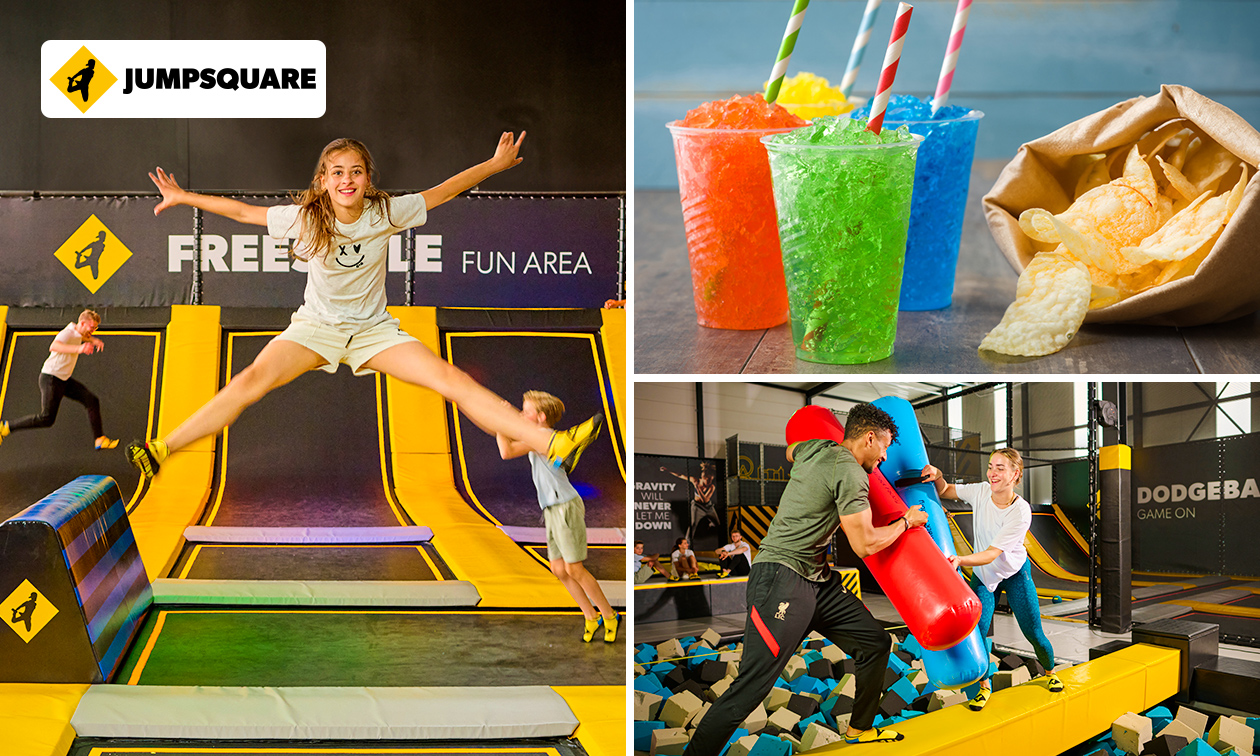 Jumpsquare Gouda, Jump ticket (120 min) voor Jumpsquare Gouda + chips + slushy bespaar 48% in ...